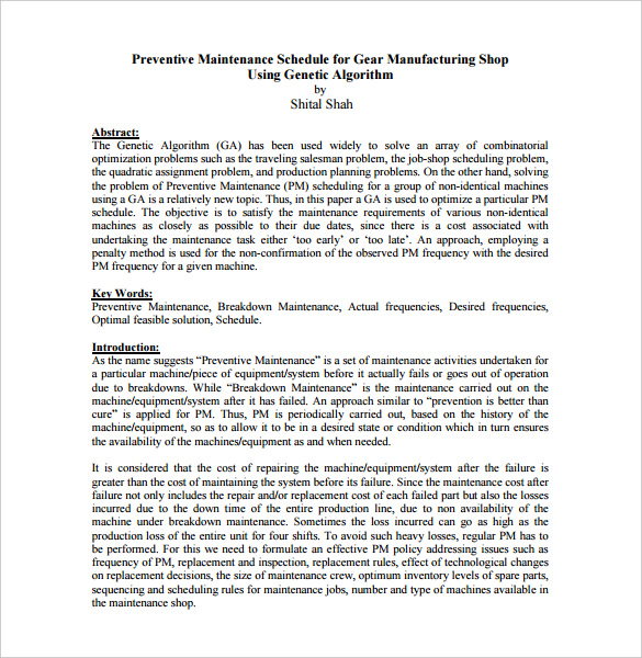 35+ Preventive Maintenance Schedule Templates - Word, Excel, PDF