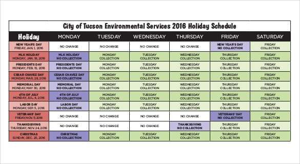 Holiday Schedule Template - 20+ Free Sample, Example Documents Download!