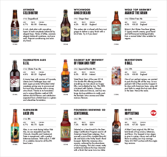 21+ Beer Menu Templates - Free Sample, Example Format Download!