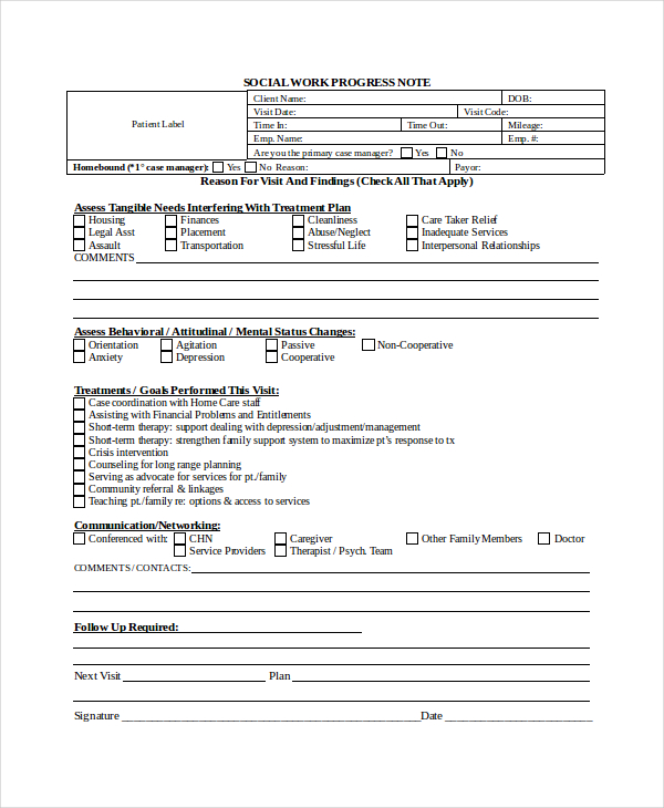 10 Progress Note Templates PDF DOC