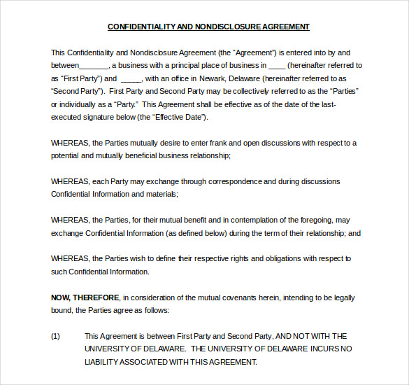 34+ Word Confidentiality Agreement Templates Free Download