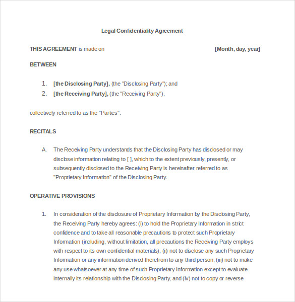 34+ Word Confidentiality Agreement Templates Free Download
