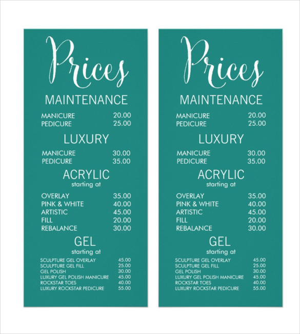 24 Price Menu Templates Free Sample Example Format Download Free 