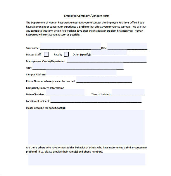 26+ HR Complaint Forms - Free Sample, Example Format