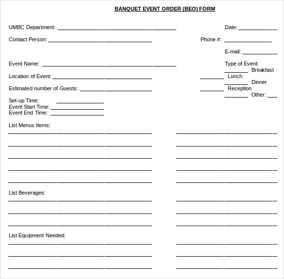 Irams Banquet Hall Banquet Event Order Form