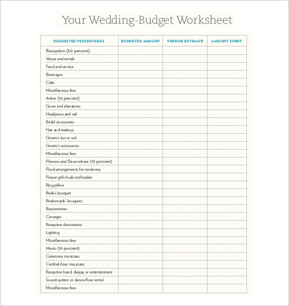 Wedding Budget Template 16 Free Word Excel PDF Documents Download 