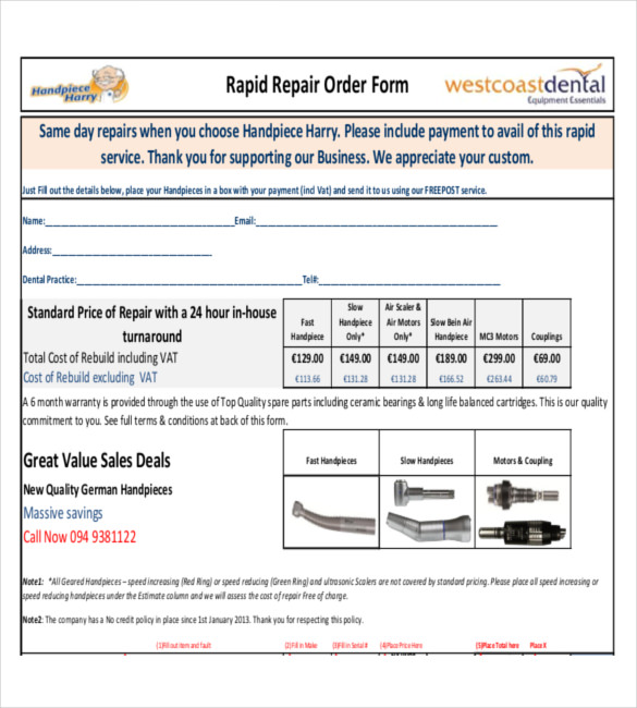 23+ Repair Order Templates – Google Docs, Word