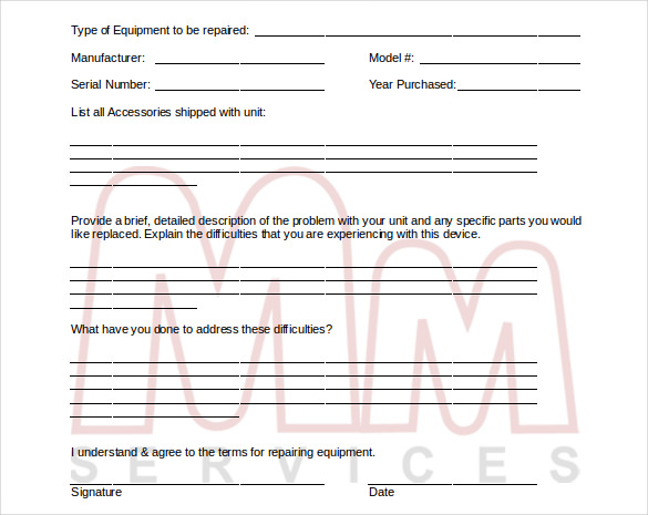 23+ Repair Order Templates – Google Docs, Word