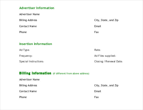 16+ Insertion Order Templates – Google Docs, Google Sheets