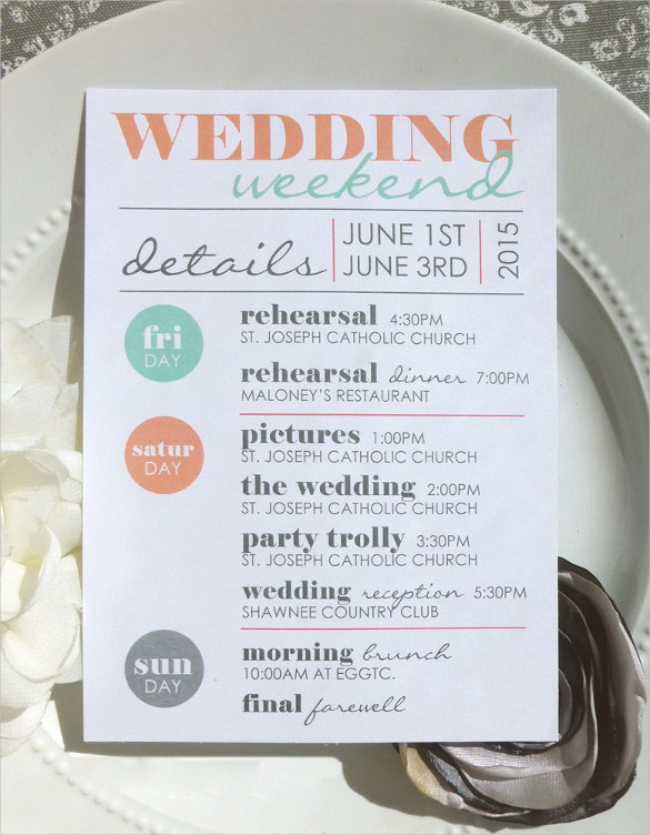 52+ Wedding Itinerary Templates - DOC, PDF, PSD