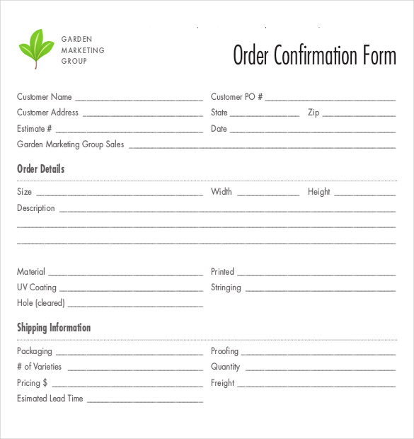 21+ Order Confirmation Templates – Word, Docs