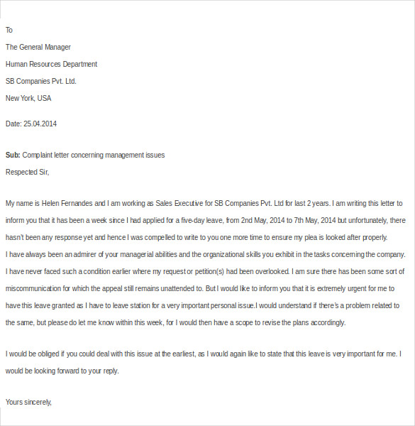 19+ Employee Complaint Letter Templates - PDF, DOC