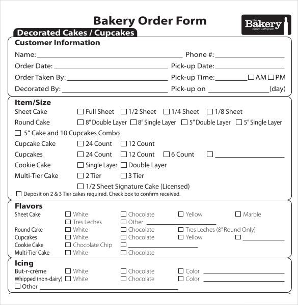 Simple PDF Template for Bakery Order Form2 jpg 585 600 With Images 