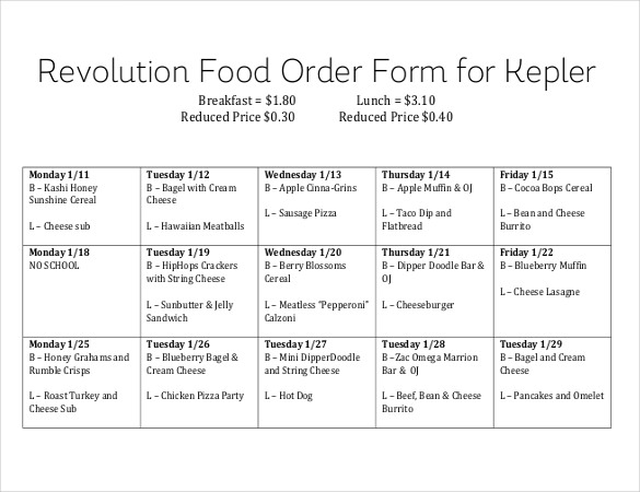20+ Food Order Templates – Docs, WORD
