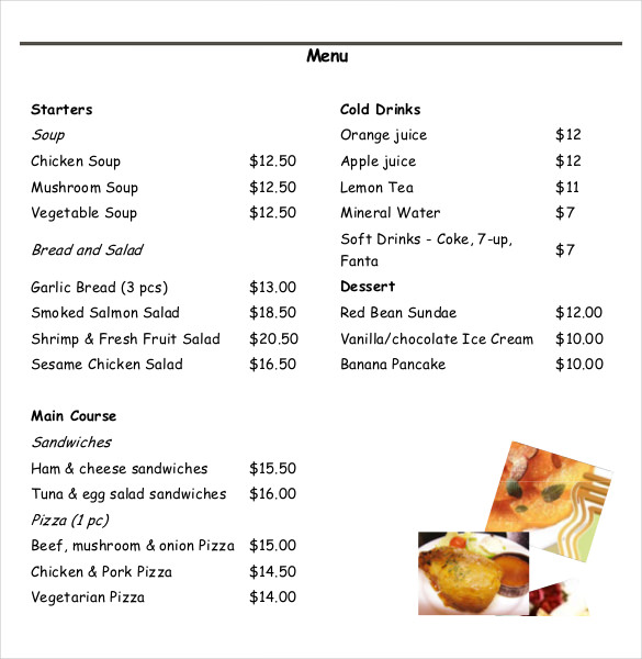 20+ Food Order Templates – Docs, WORD