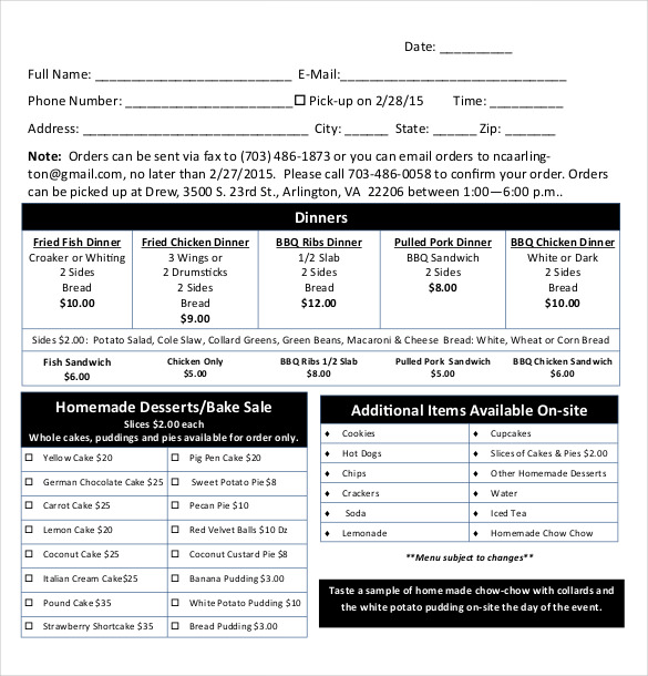 20+ Food Order Templates – Docs, WORD