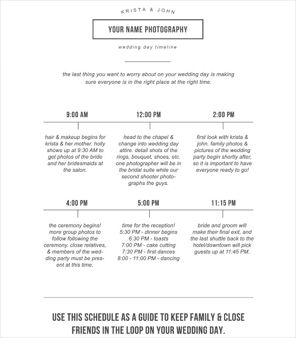 33+ Wedding Schedule Templates & Samples - DOC, PDF, PSD