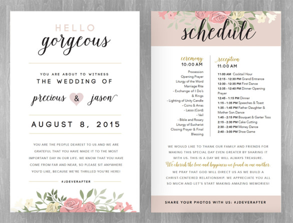 33 Wedding Schedule Templates Samples DOC PDF PSD