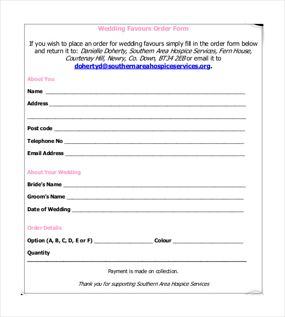 16+ Wedding Order Templates – Free Sample, Example, Format Download