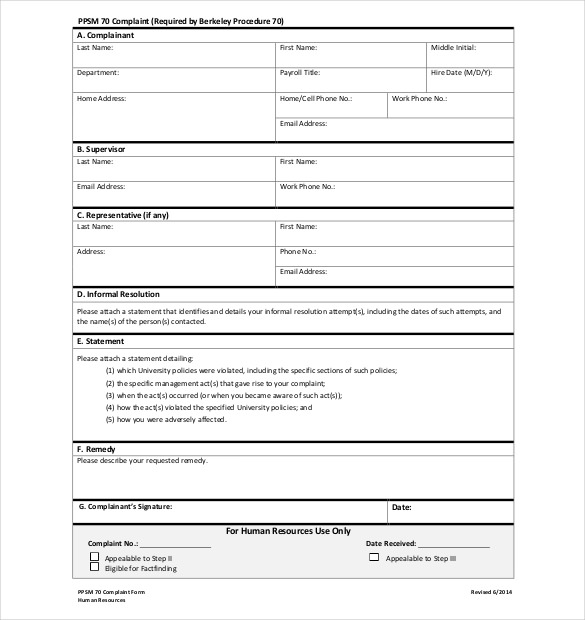 Free 17+ HR Complaint Letter Templates - Free Sample, Example, Format ...