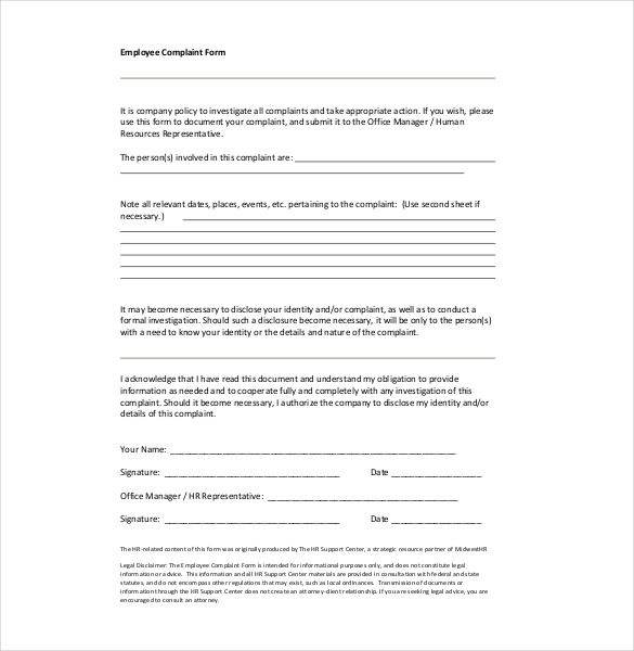 Free 17+ HR Complaint Letter Templates - Free Sample, Example, Format ...