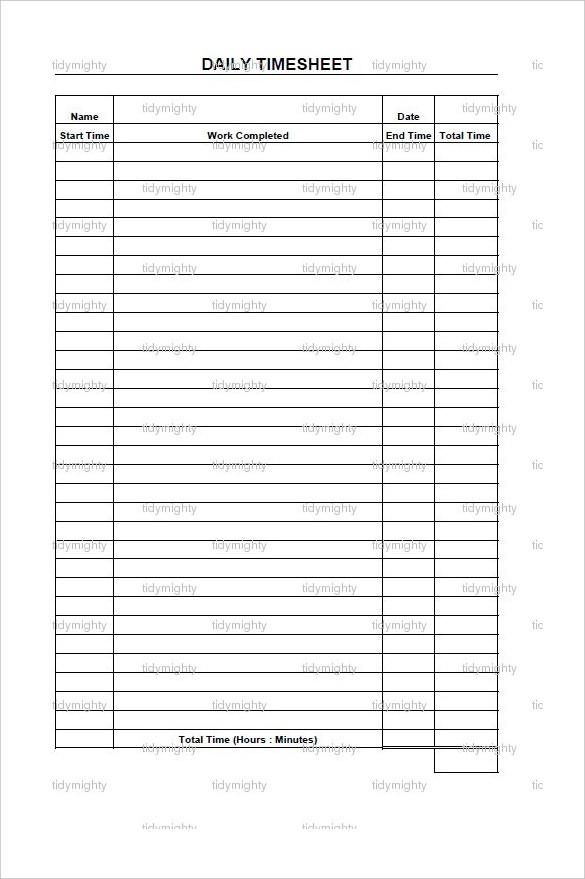 Time Tracking Templates 4 Free Printable Word Excel Formats