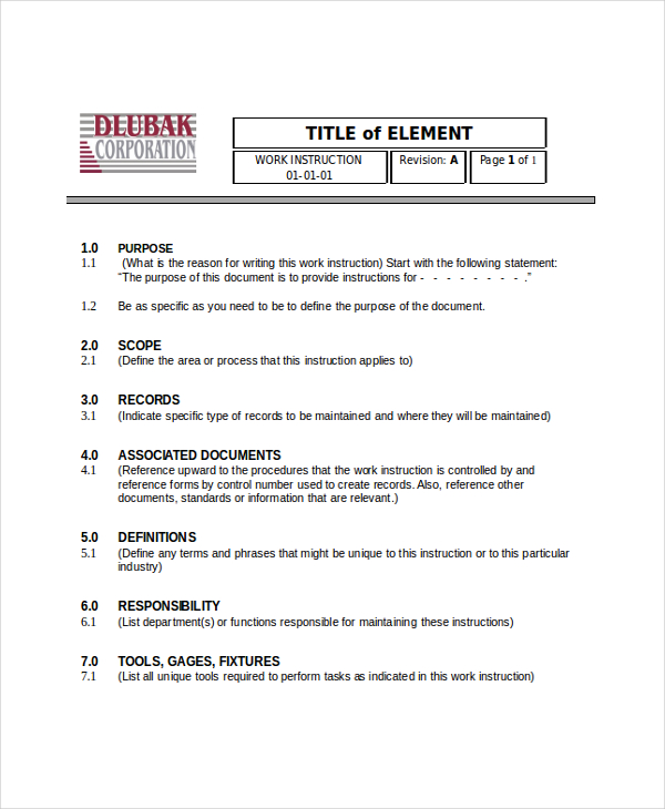 Writing Instruction Templates 6 Free Word PDF Document Download