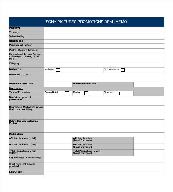 Deal Memo Template – 10+ Word, PDF, Google Docs Documents Download