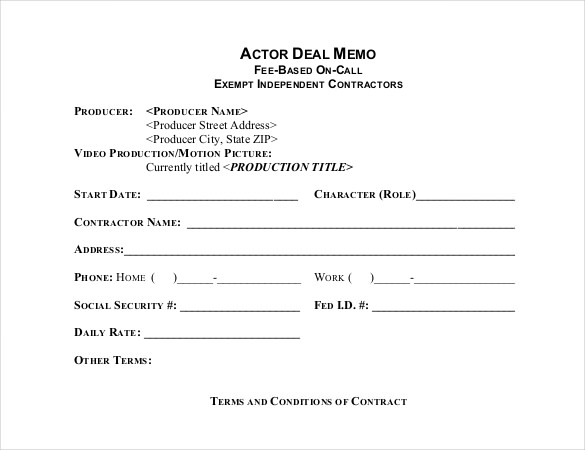 Deal Memo Template – 10+ Word, PDF, Google Docs Documents Download