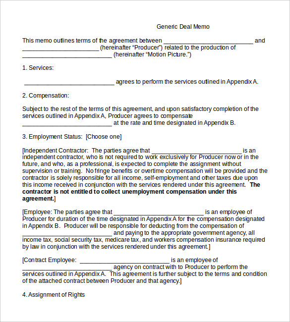 Deal Memo Template – 10+ Word, PDF, Google Docs Documents Download