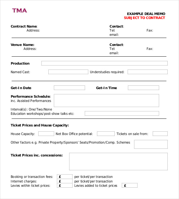 Deal Memo Template – 10+ Word, PDF, Google Docs Documents Download