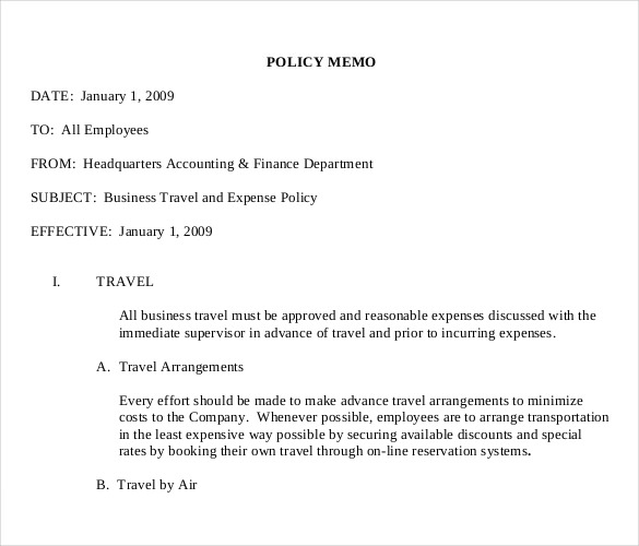 Policy Memo Template - 15+ Word, PDF, Google Docs Documents Download