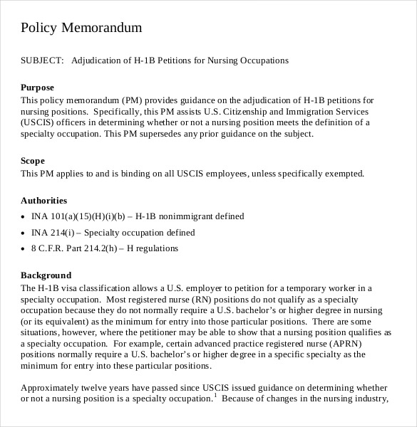 Policy Memo Template - 15+ Word, PDF, Google Docs Documents Download