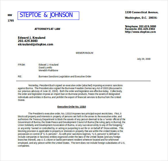 Executive Memo Template - 7+ Word, Excel, PDF Documents Download