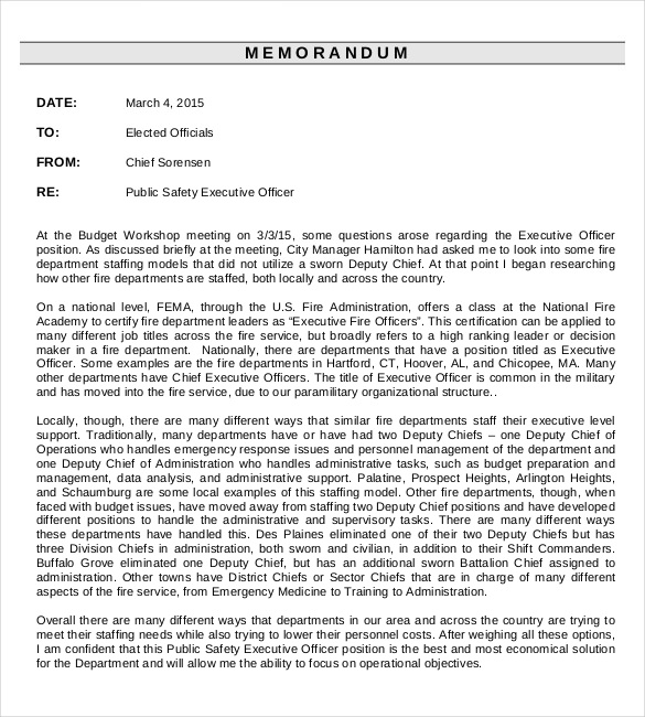 Executive Memo Template - 7+ Word, Excel, PDF Documents Download