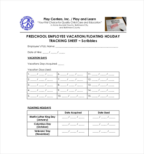 Vacation Tracking Template – 9+ Free Word, Excel, PDF Documents Download!