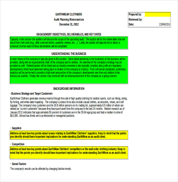 Audit Memo Template – 12+ Word, Excel, PDF Documents Download