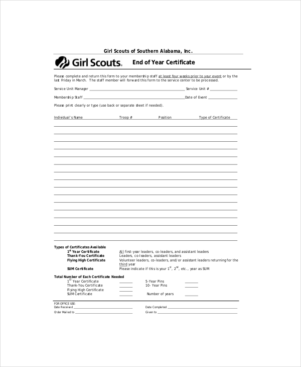 Girl Scout Certificate Template - 5+ Free PDF Documents Download