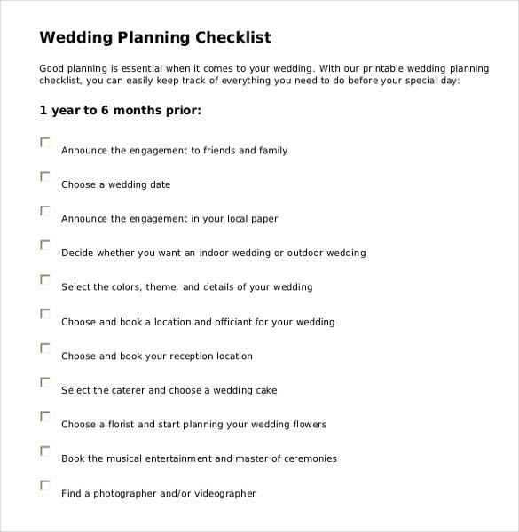 13 Wedding List Templates Free Sample Example Format Download
