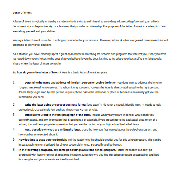 33+ Word Letter of Intent Templates Free Download