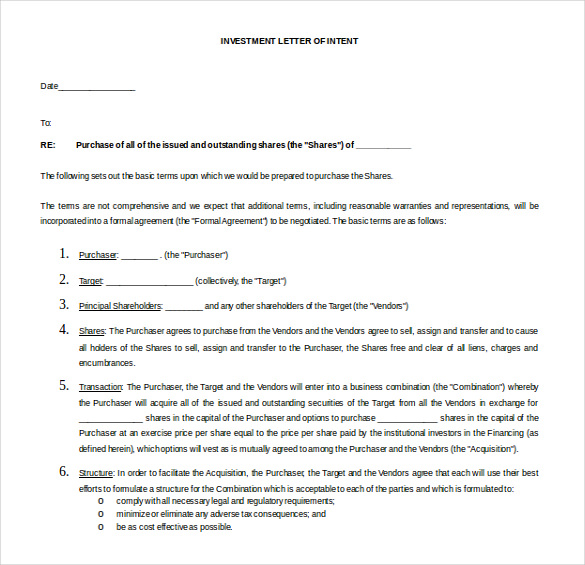 33+ Word Letter of Intent Templates Free Download