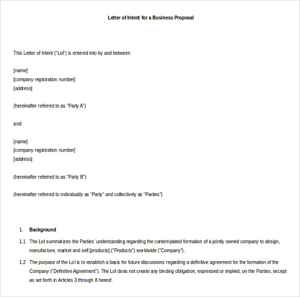 33+ Word Letter of Intent Templates Free Download