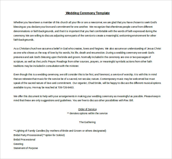 23+ Wedding Ceremony Templates – Free Sample, Example, Format Download