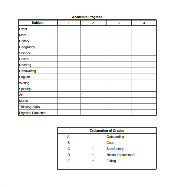 Printable Homeschool Report Card Template Printable Templates