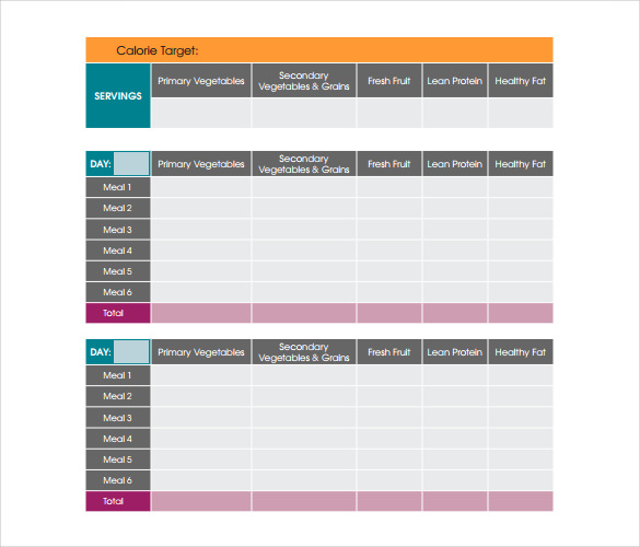 Food Log Templates 10 Free Word Excel PDF Formats