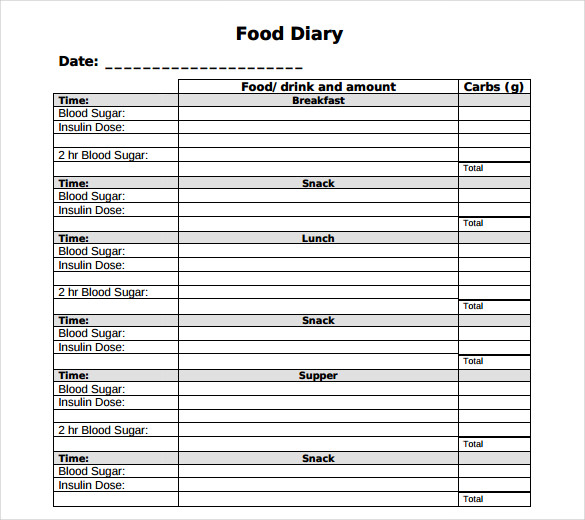 Easy Diet Diary Log Downloadposts