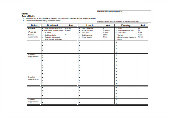 33 Food Log Templates DOC PDF Excel