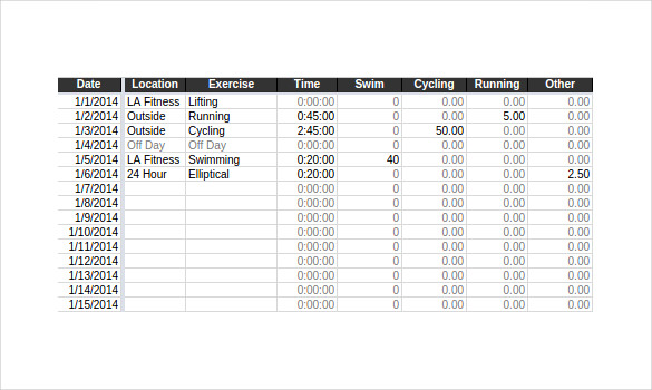 Workout Log Template - 14+ Free Word, Excel, PDF, Vector EPS Format ...