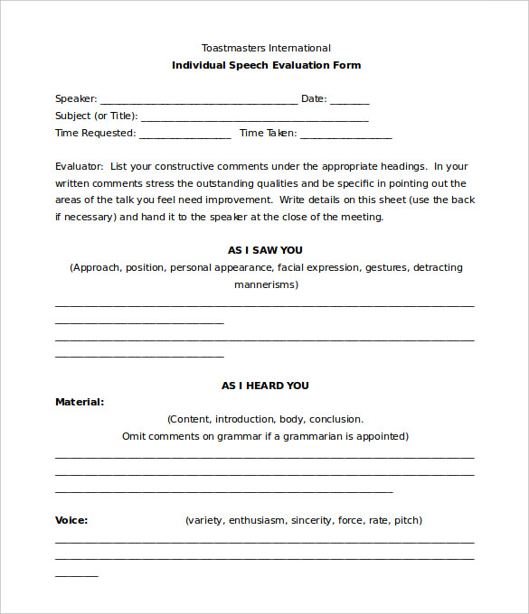 Toastmaster Evaluation Template – 20+ Free Word, PDF Documents Download!