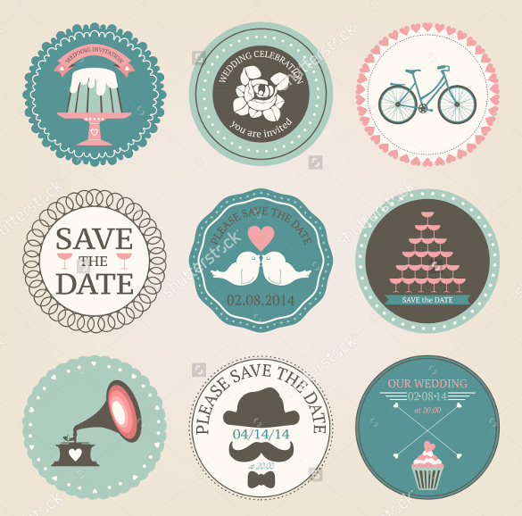 21 Wedding Sticker Templates JPG Vector EPS